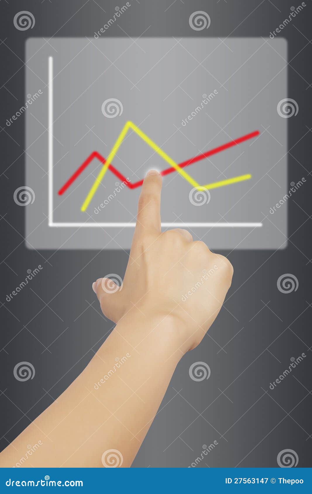 Hand touch the chart. stock illustration. Illustration of internet ...