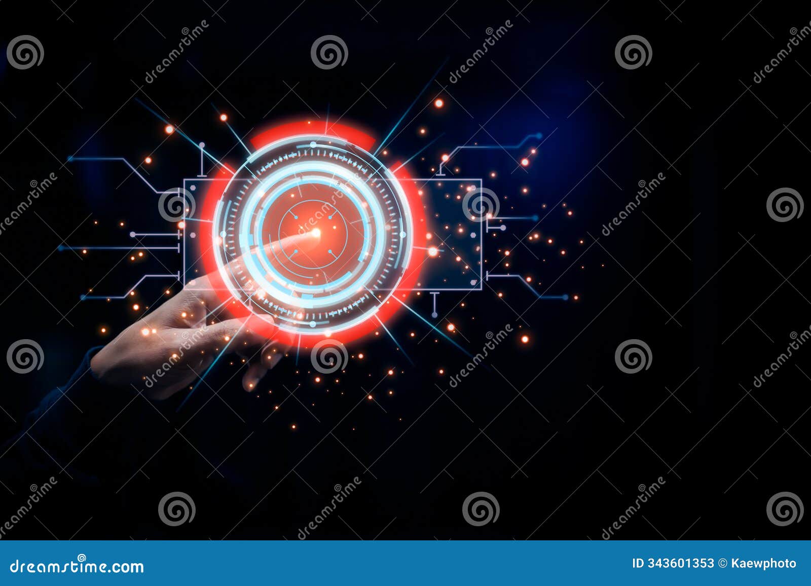 Hand Touch Digital Button Hud Interface Futuristic Technology ...