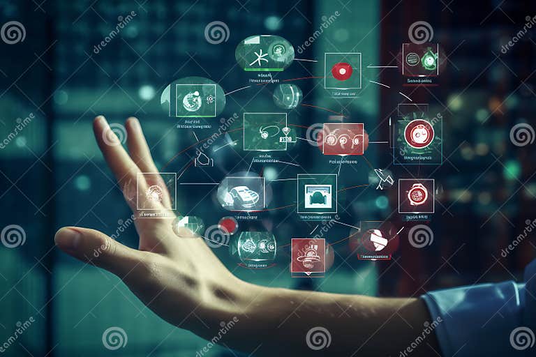 Hand Touch Digital Interface. Future Concept Technology or Cyber ...