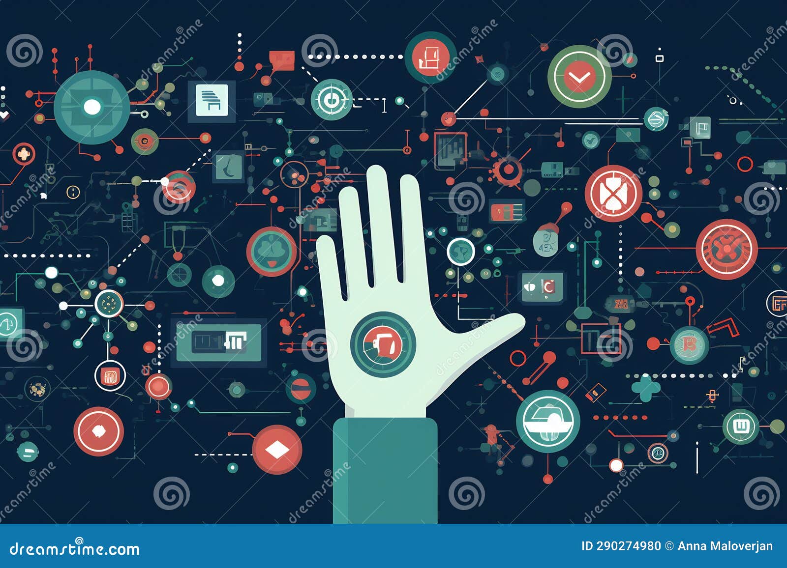 Hand Touch Digital Interface. Future Concept Technology or Cyber ...