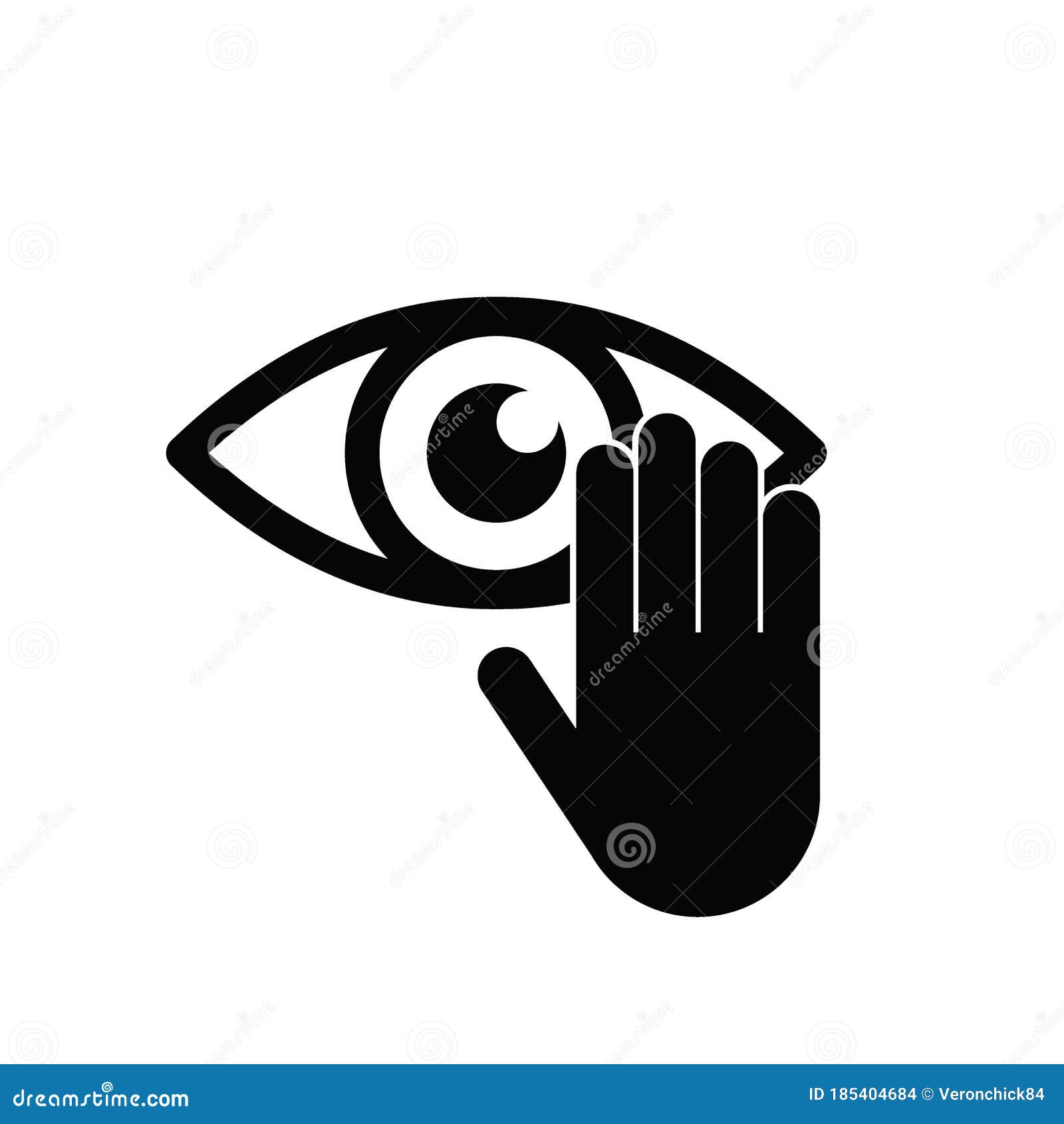 Hand touch eye vector icon stock vector. Illustration of person - 185404684