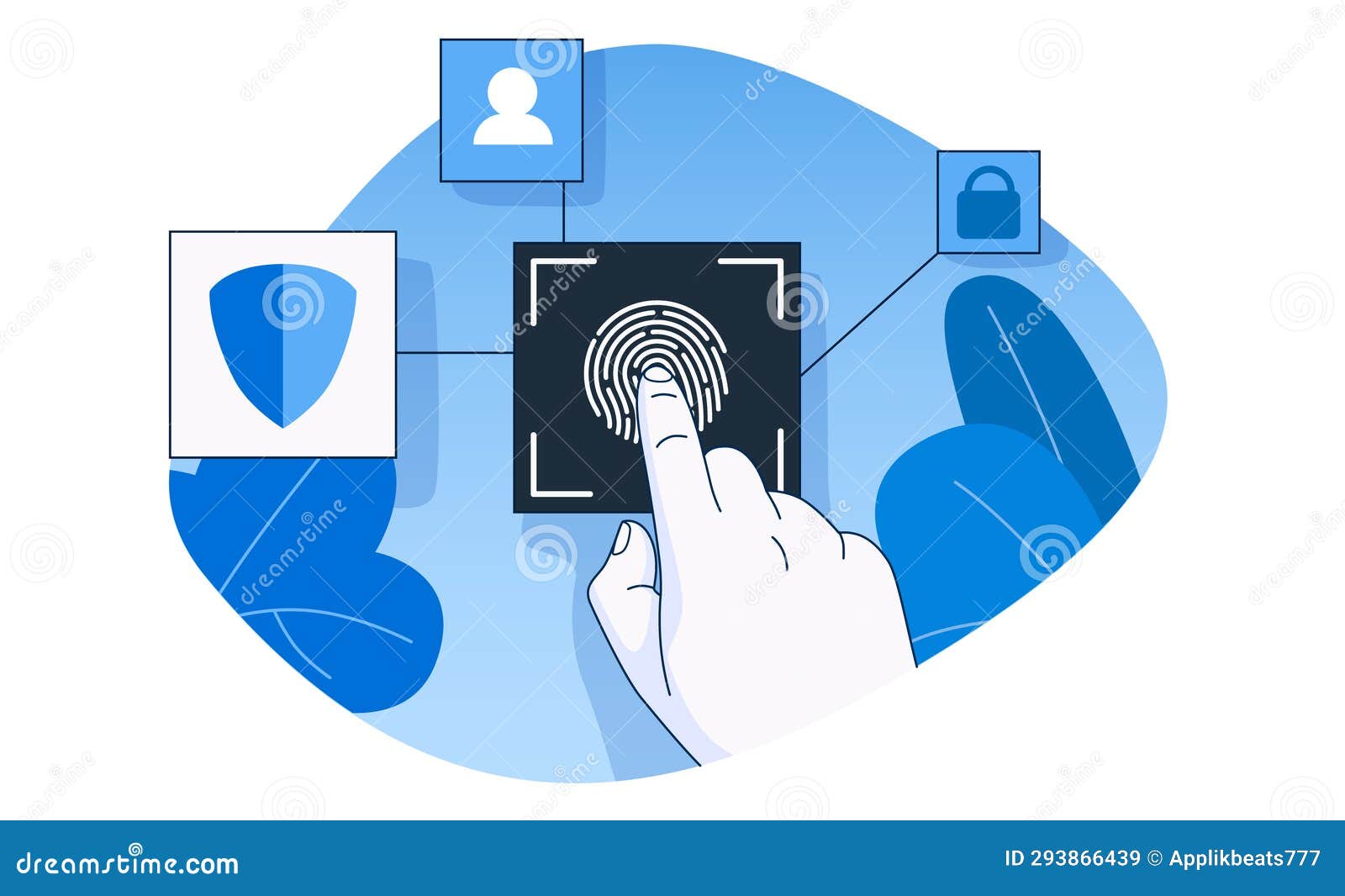 Hand Touch Fingerprint Scanner. Biometrics Identify Authorization Stock ...