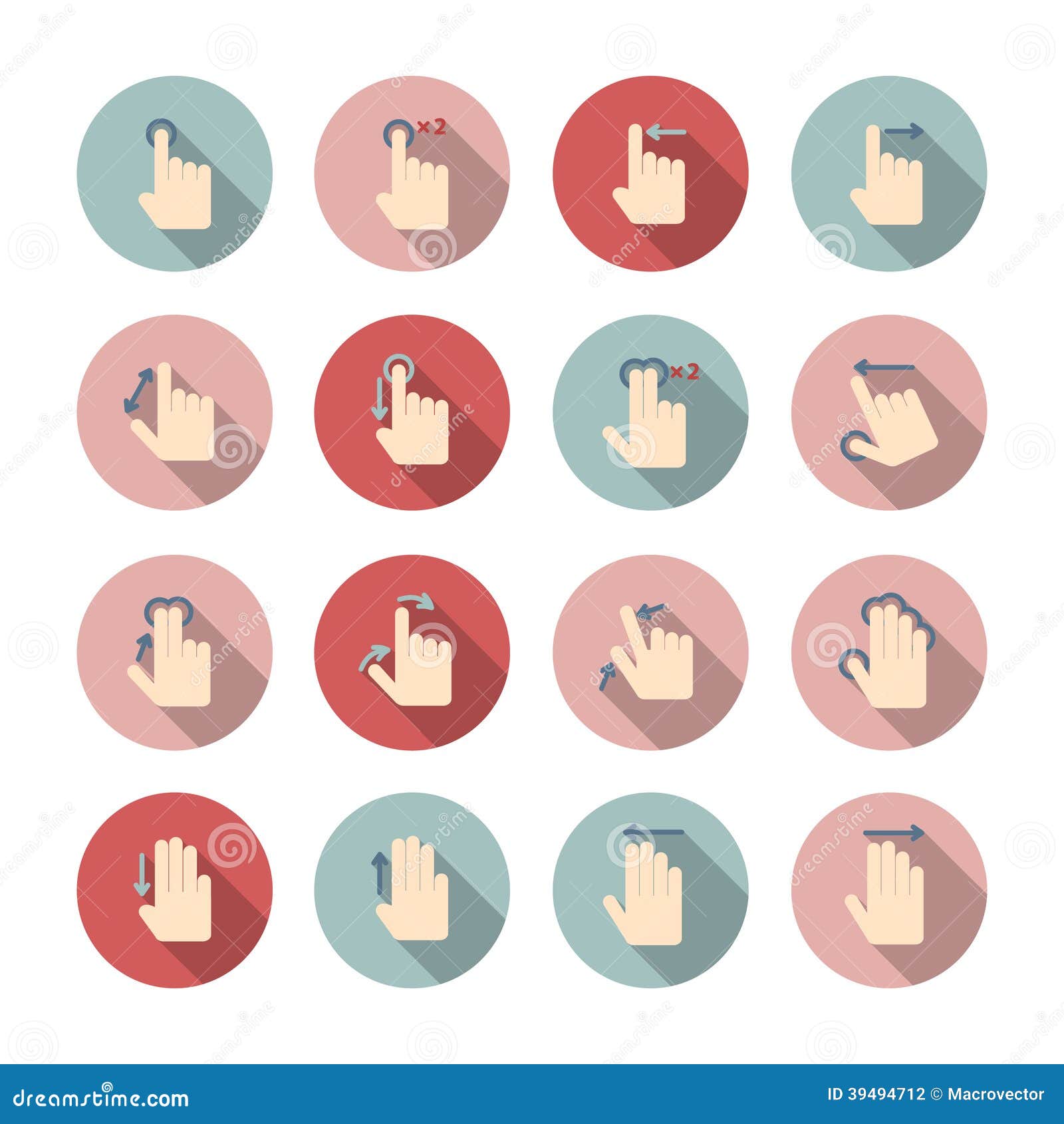 Hand Touch Gestures Icons Set Stock Vector - Illustration of touch ...