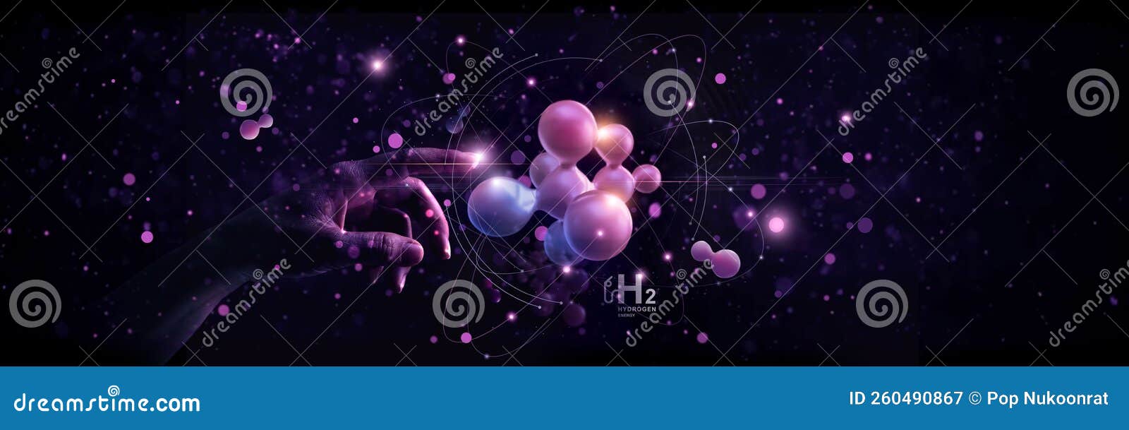 Hand Touch of Hydrogen H2 Gas Molecule. Clean Energy. Sustainable ...