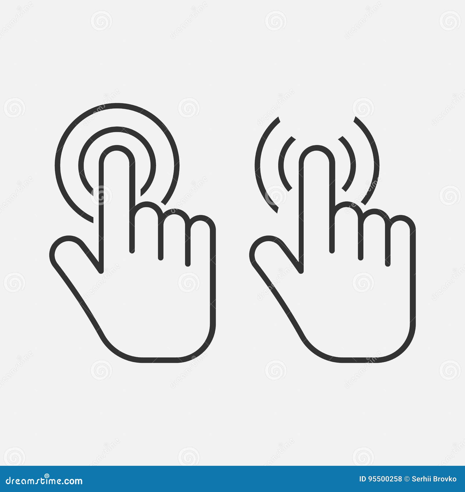 Touch Hand Gesture Vector Line Icons. Touching Finger Gestures ...
