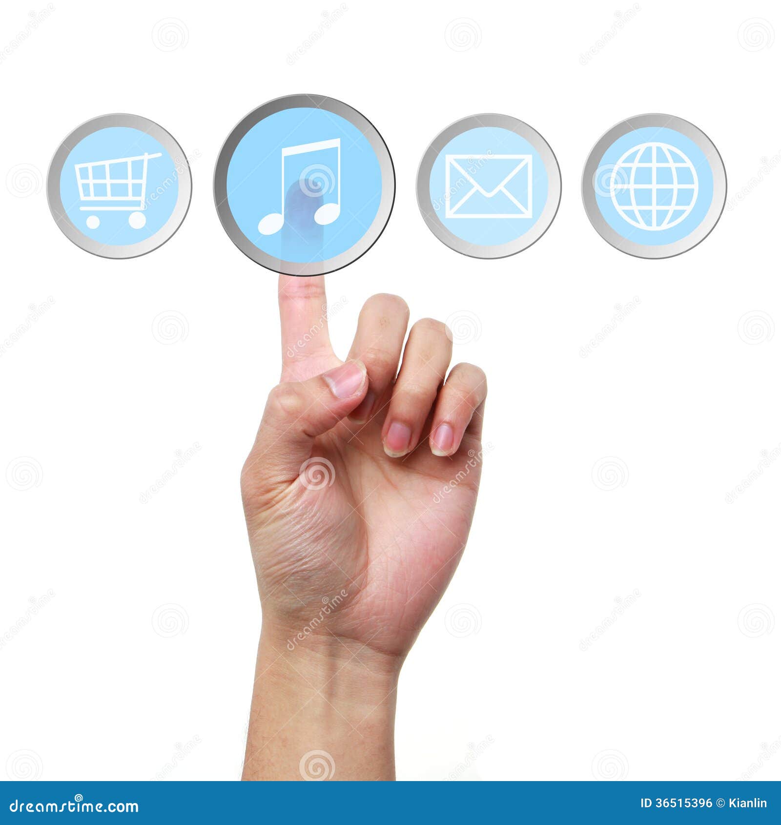 Hand touch on Music icon stock photo. Image of ecommerce - 36515396