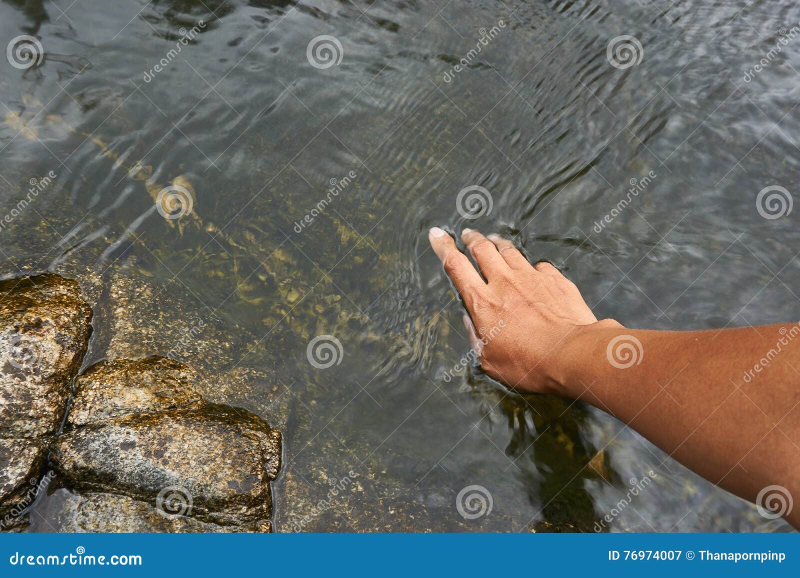 A Hand Touch Natural Water Surface Stock Image - Image of summer ...
