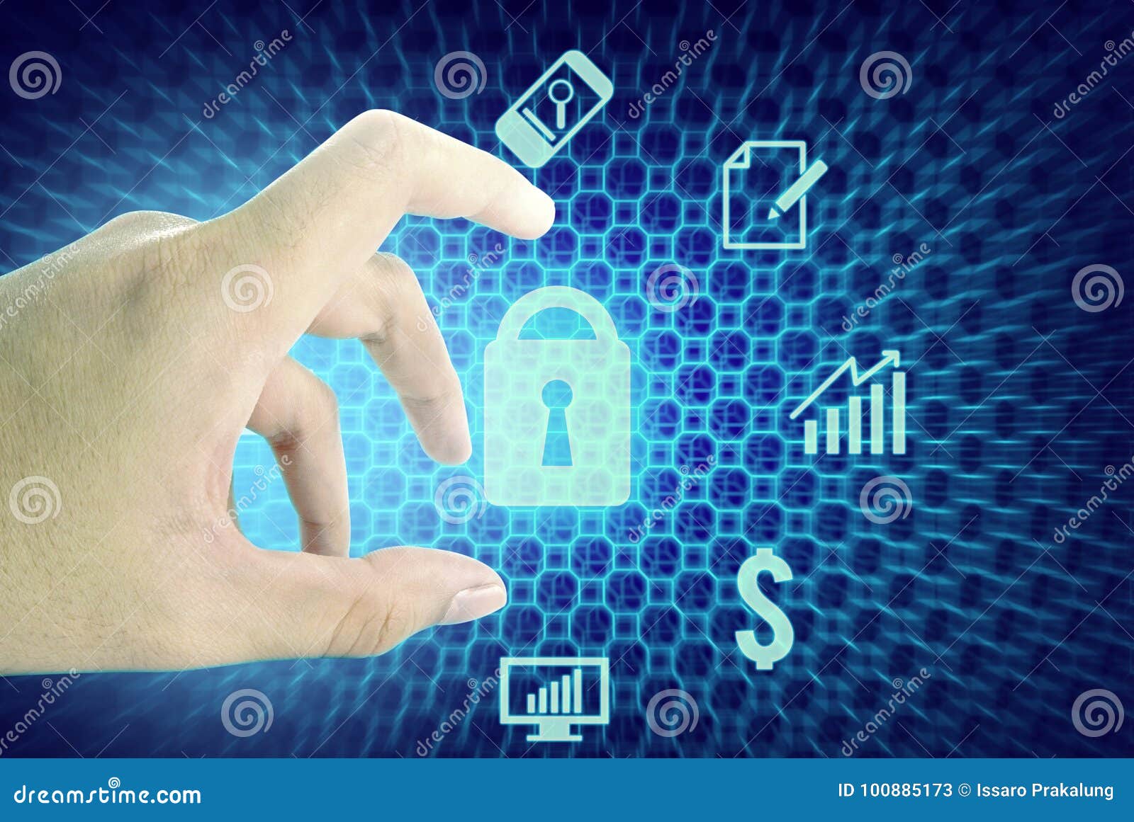 Hand and Business Internet Security Stock Image - Image of cloud ...