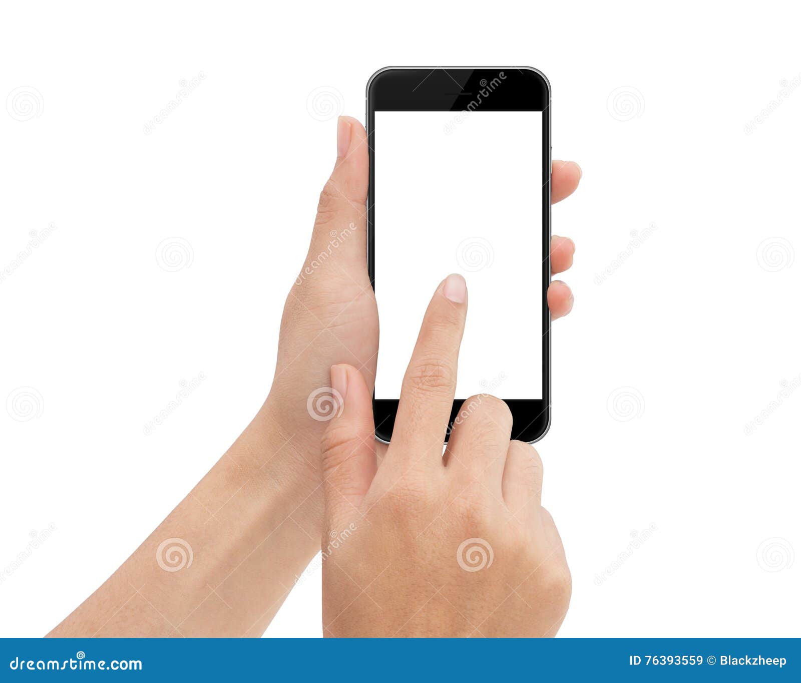 Hand Touch Phone Isolated with Clipping Path on White Stock Image ...