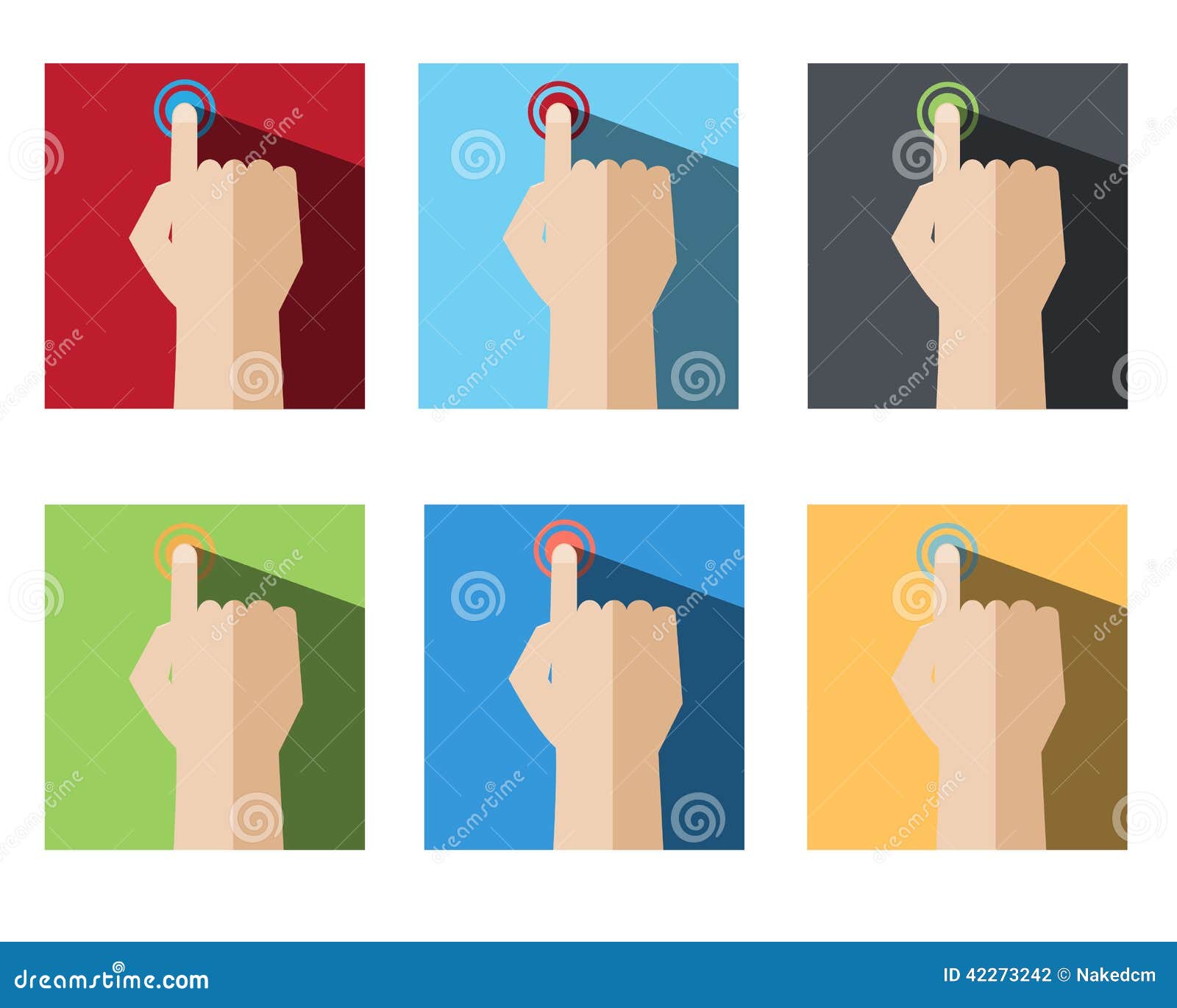 Hand Touch Point Set stock vector. Illustration of flat - 42273242