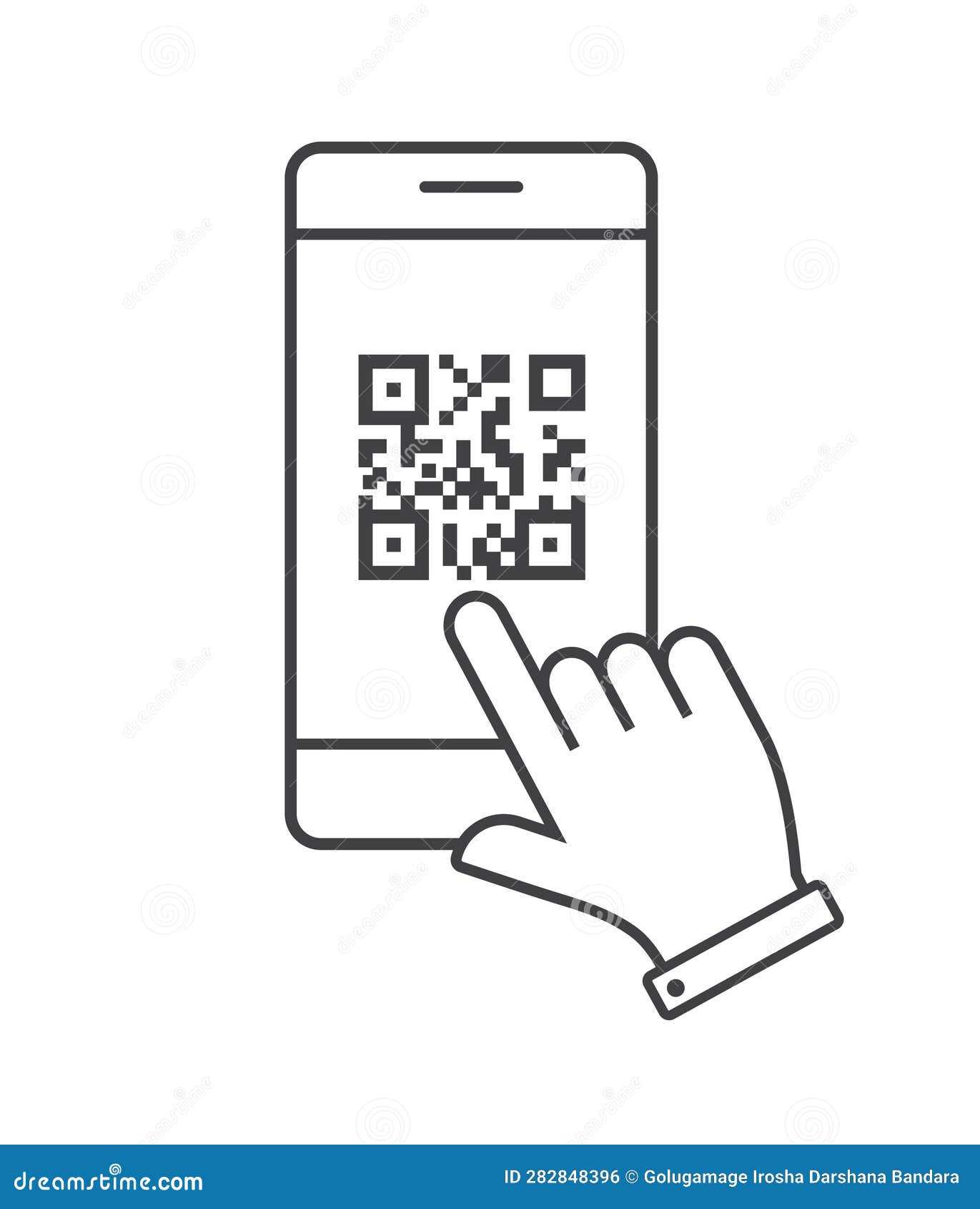 Hand Touch QR Code Icon in Line Style, Vector Icon Eps Stock Vector ...