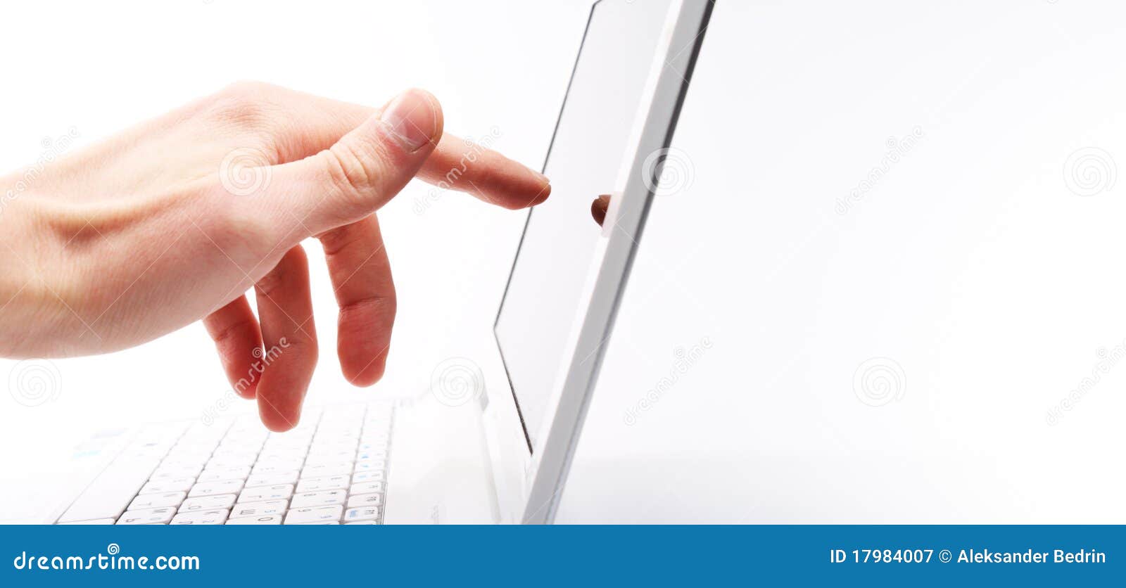 The hand touch the screen stock image. Image of office - 17984007