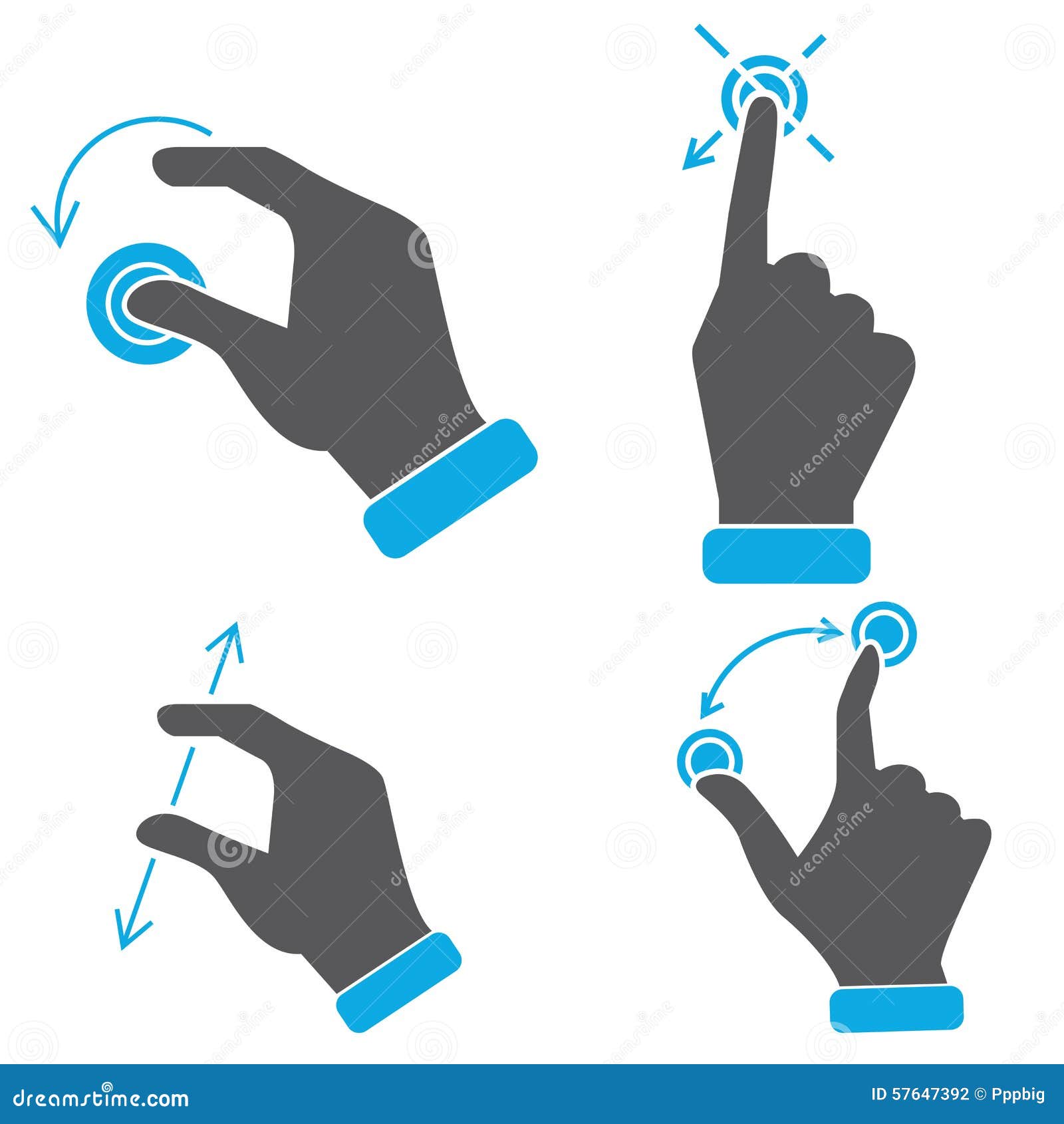 Hand touch screen icons stock illustration. Illustration of palm - 57647392
