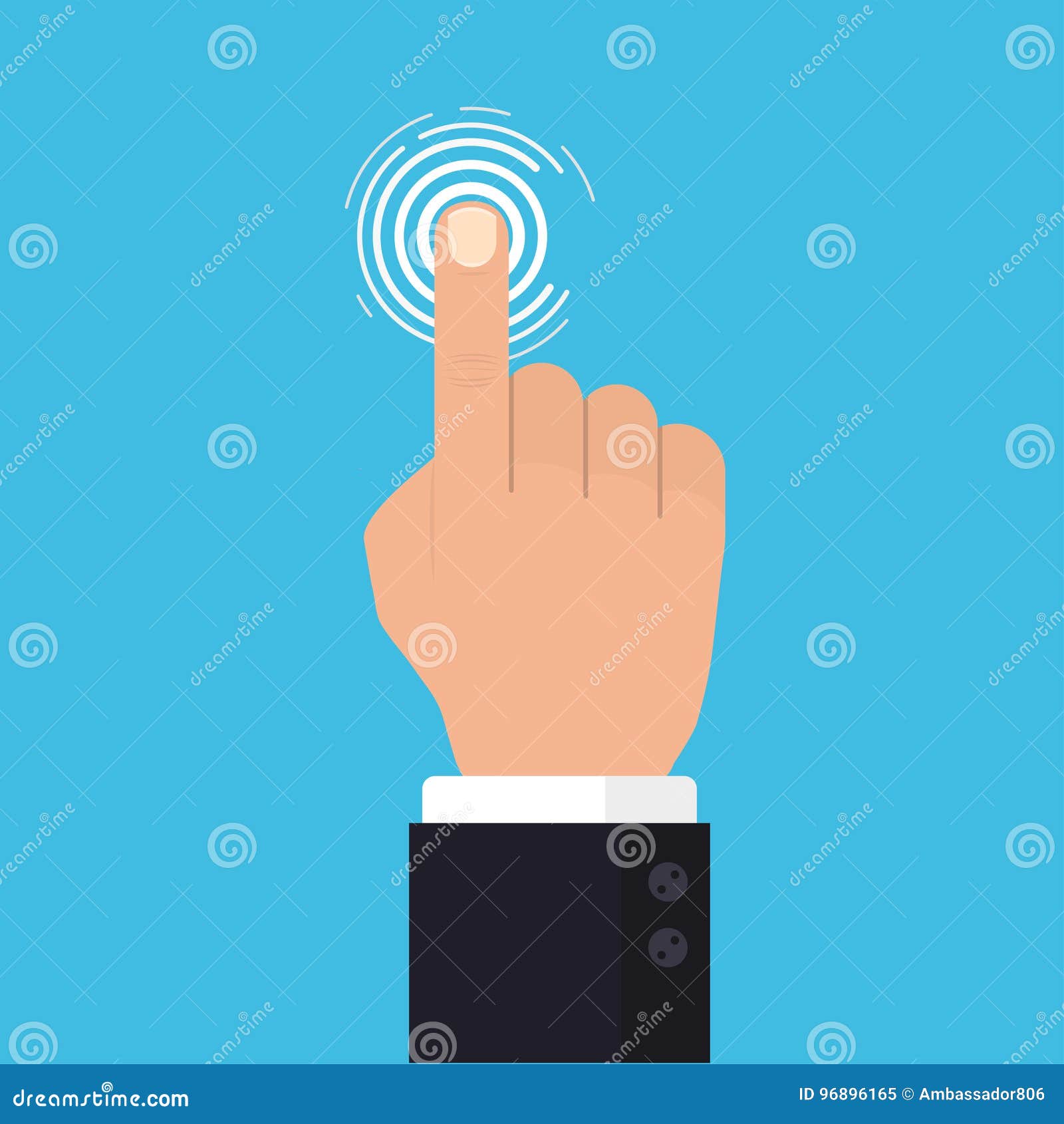 Hand Touch Screen, Press the Button, Flat Style. Vector Stock Vector ...
