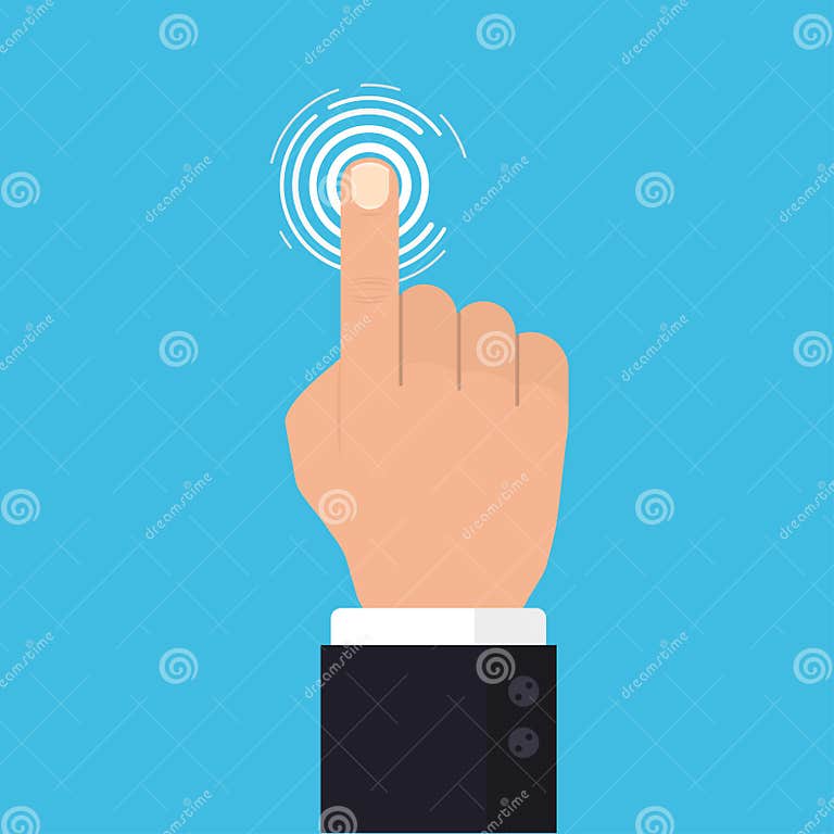 Hand Touch Screen, Press the Button, Flat Style. Vector Stock Vector ...