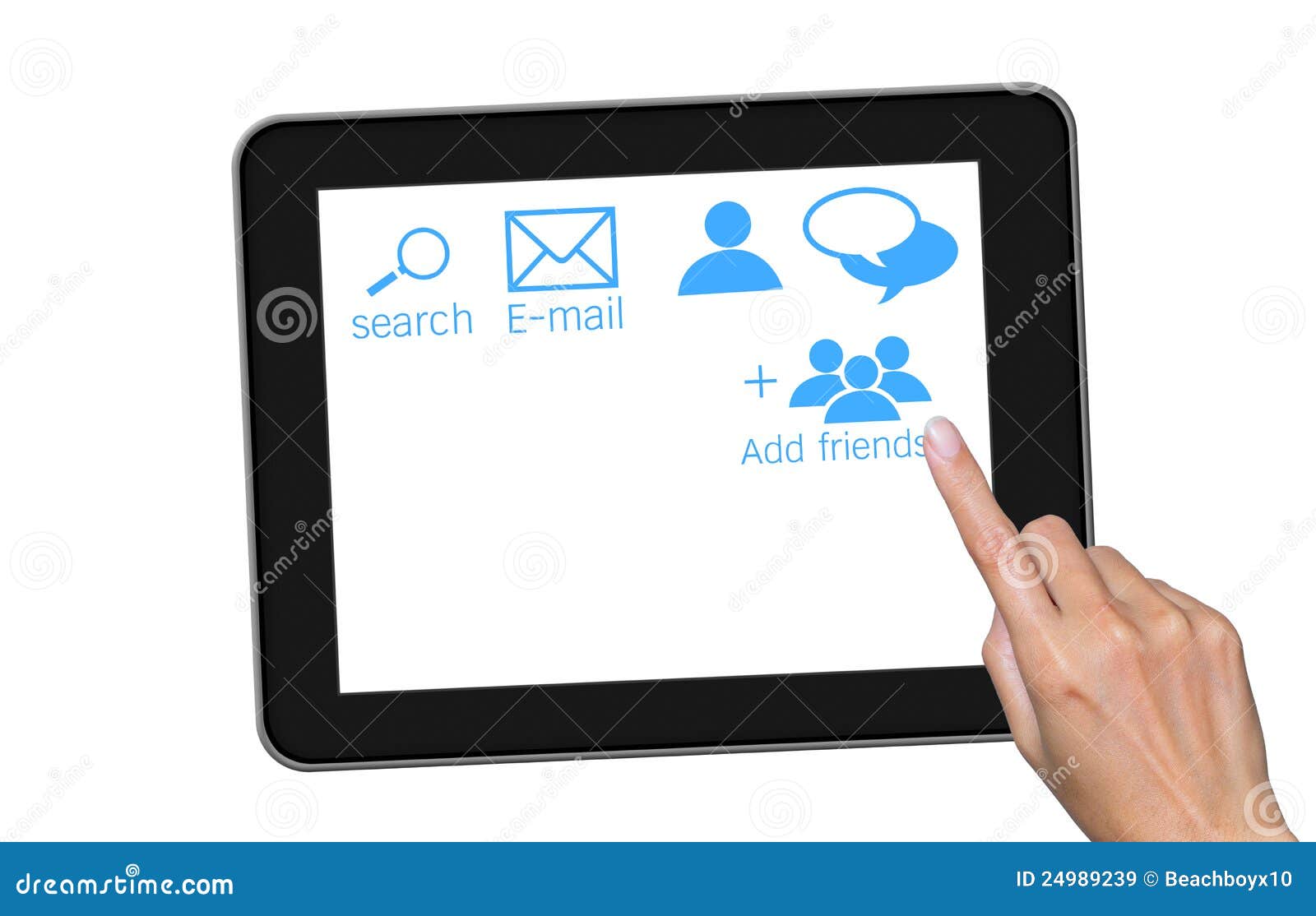 Hand Touch Screen on Tablet Pc. Stock Illustration - Illustration of ...