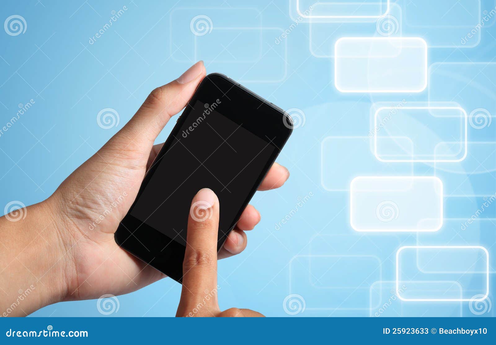 Hand Touch Screen To Smart Phone Stock Image - Image of background ...