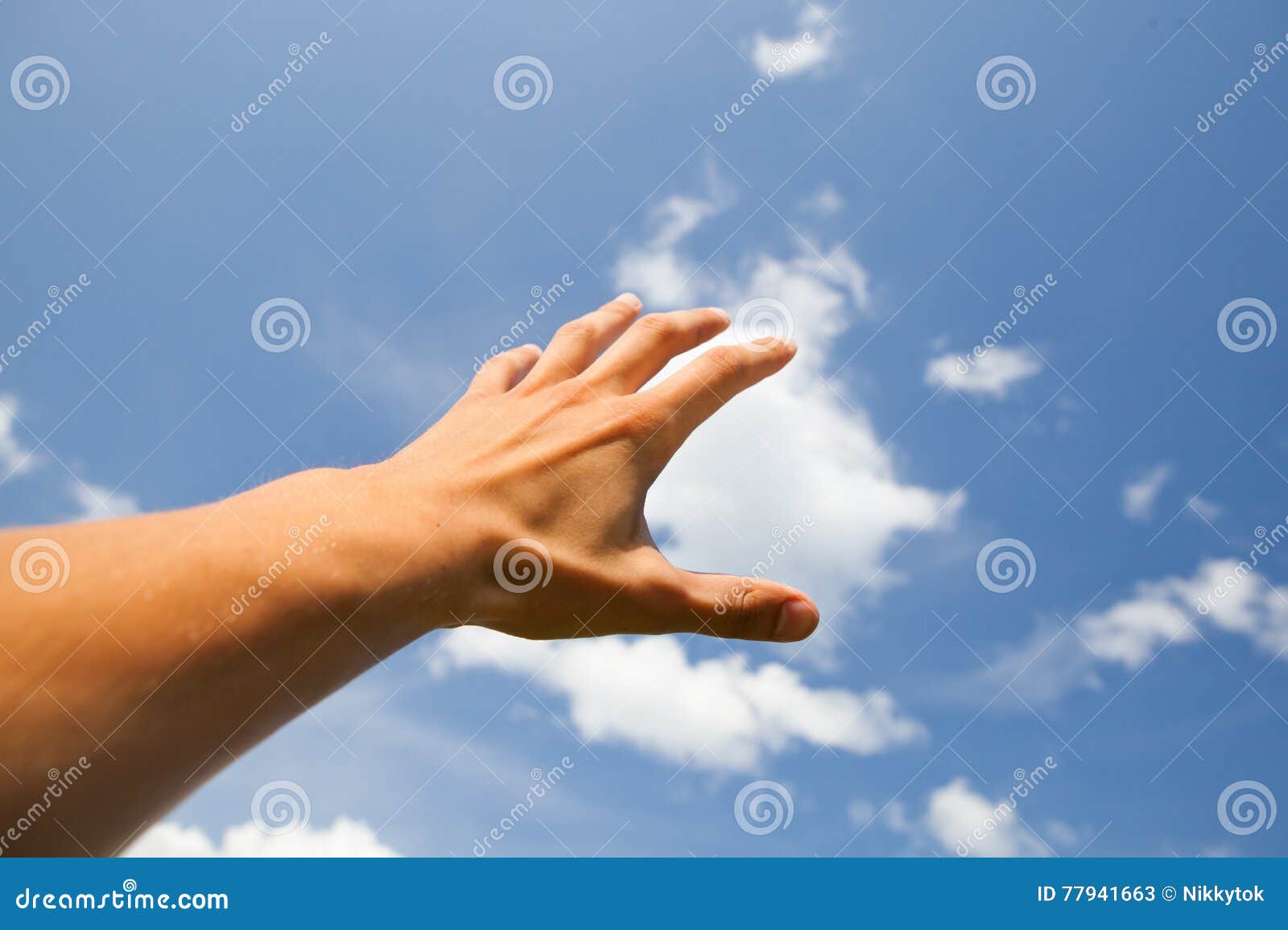 Hand touch the sky stock image. Image of active, blue - 77941663