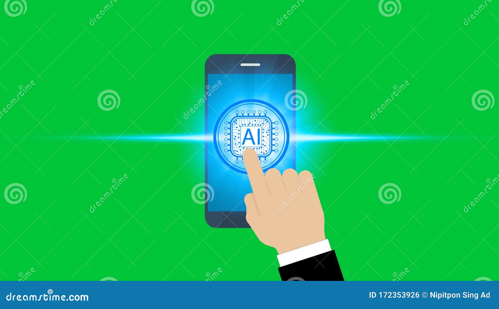 Hand Touch Smartphone with Artificial Intelligence AI Technology Icon ...