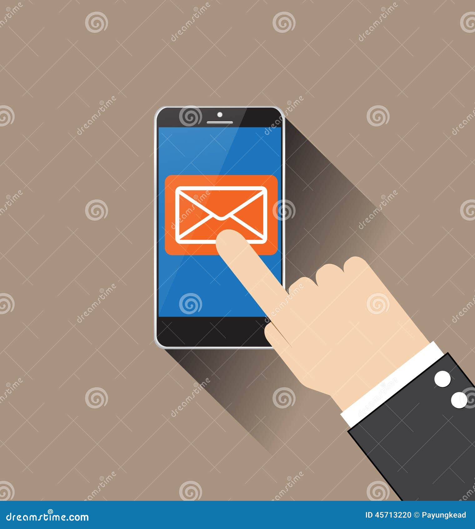 Hand Touch Smartphone for Check Email Vector Stock Vector ...