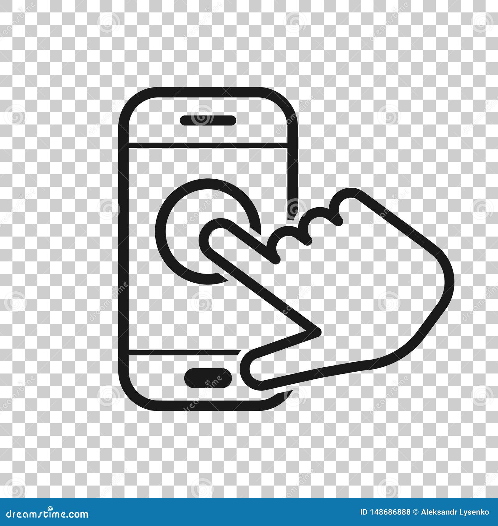 Hand Touch Smartphone Icon in Transparent Style. Phone Finger Vector ...