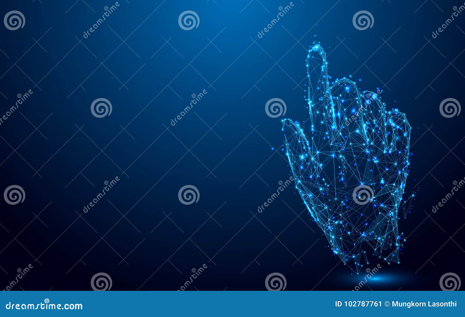 Hand Touch Something from Lines and Triangles, Point Connecting Network ...