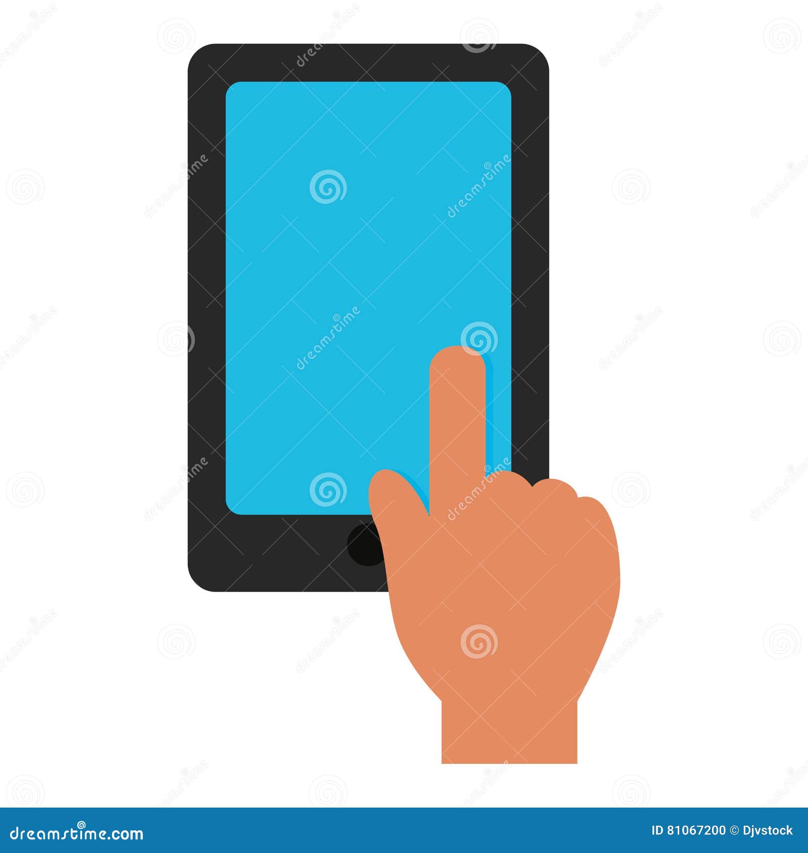 Hand Touch Tablet Blue Screen Graphic Stock Vector - Illustration of ...