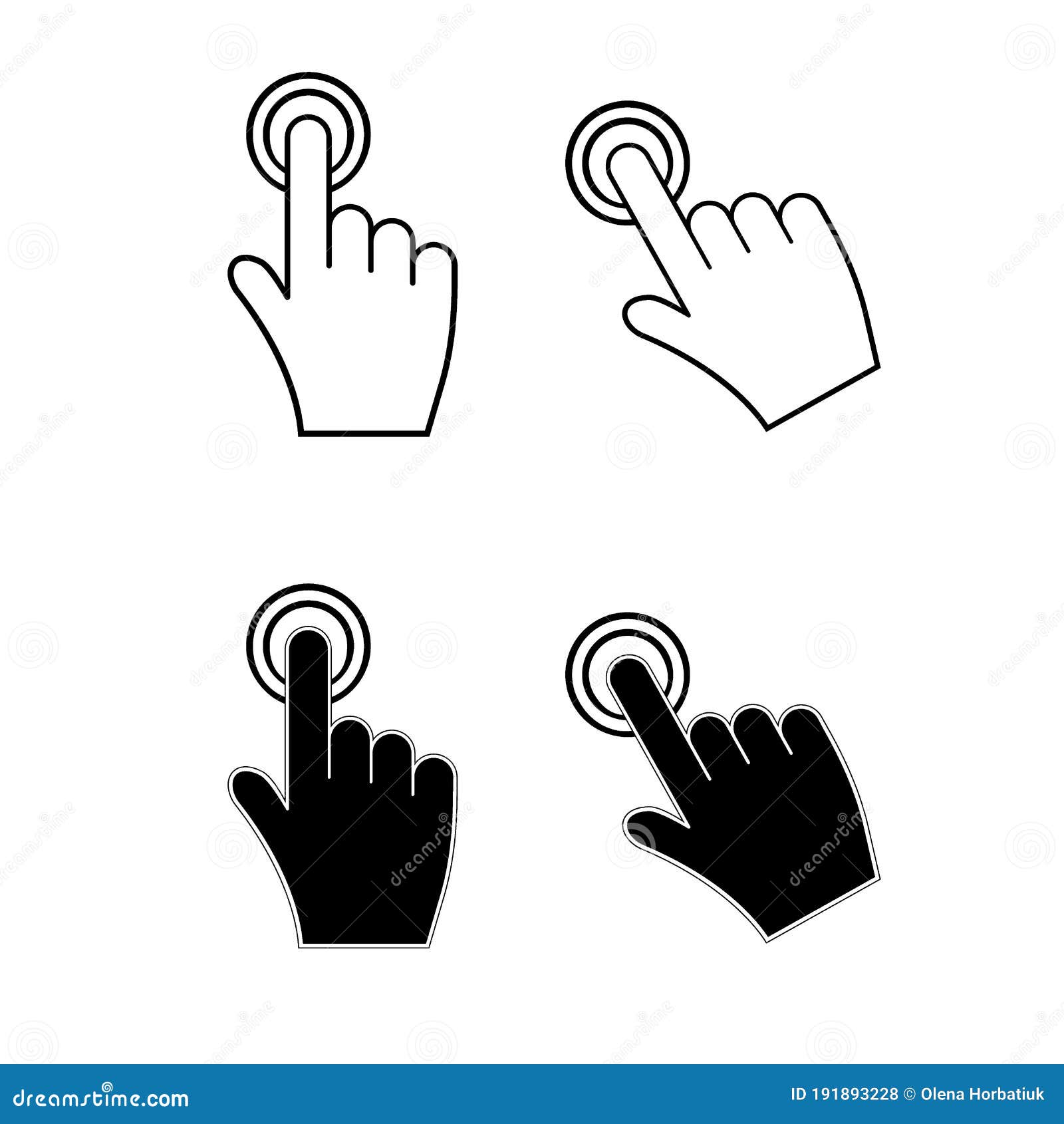 Hand Touch / Tap Gesture Line Art Vector Icon for Apps and Websites ...
