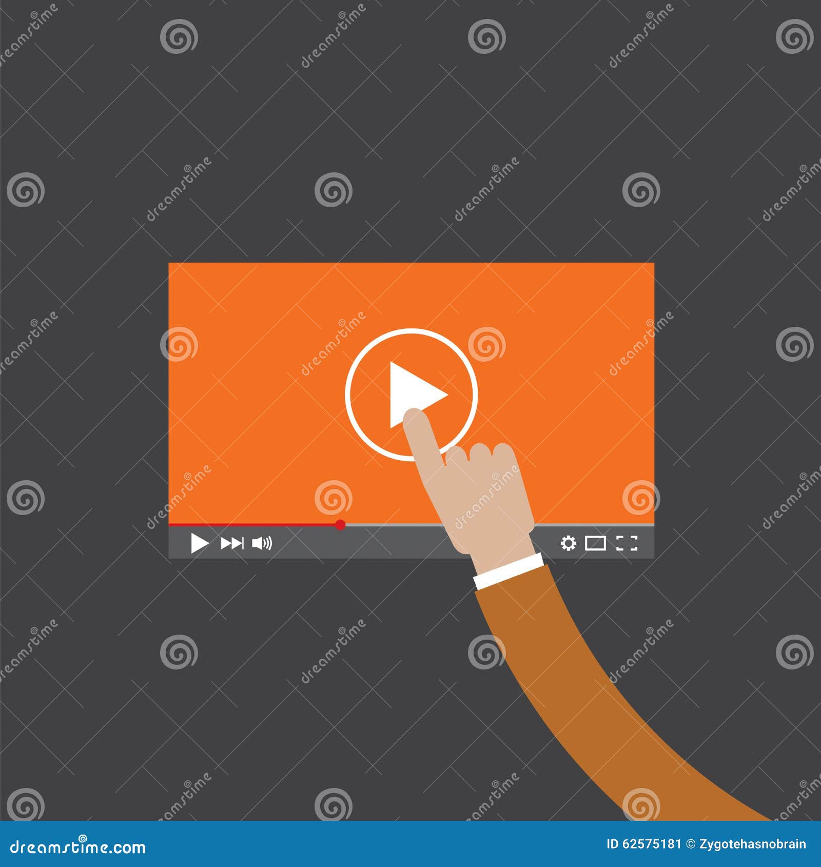 Hand Touch on Video Player. Stock Vector - Illustration of icon, panel ...