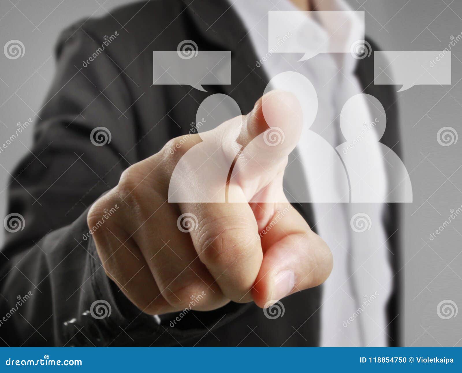 Hand Touch Virtual Icon of Social Network Stock Photo - Image of finger ...