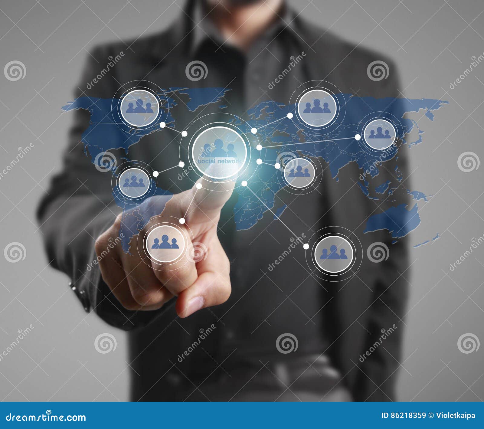 Hand Touch Virtual a Icon Social Network Stock Image - Image of ...