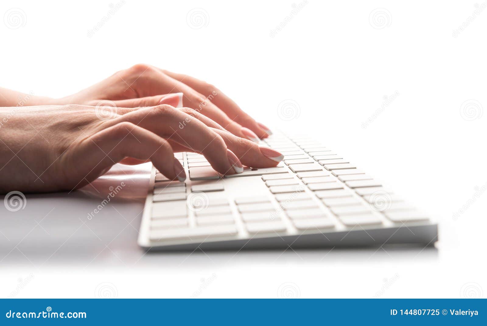 Hand Touch the White Keyboard Stock Image - Image of adult, marketing ...