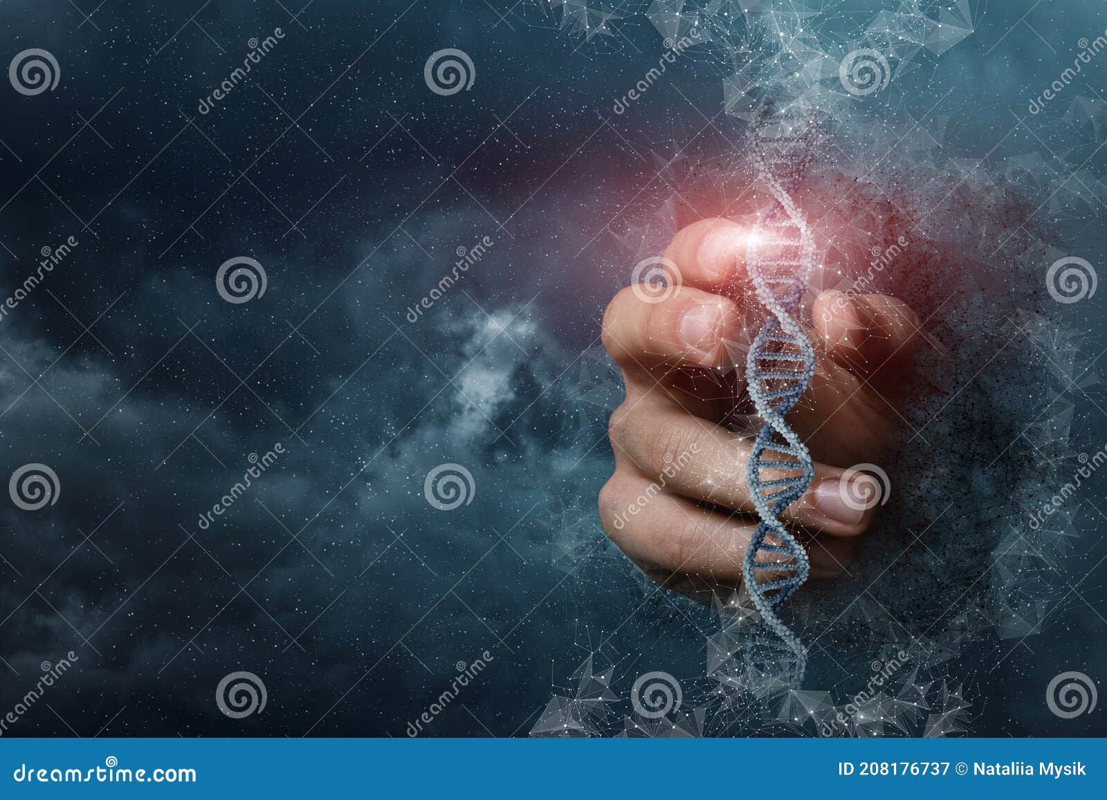 Hand Touches the DNA Molecule Stock Image - Image of element ...