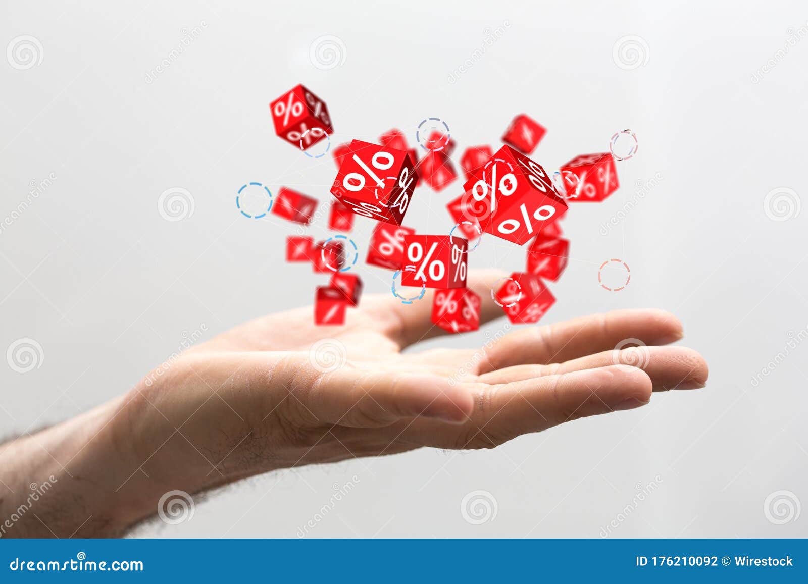 A Hand Touches Virtual Percent Icon Stock Photo - Image of background ...