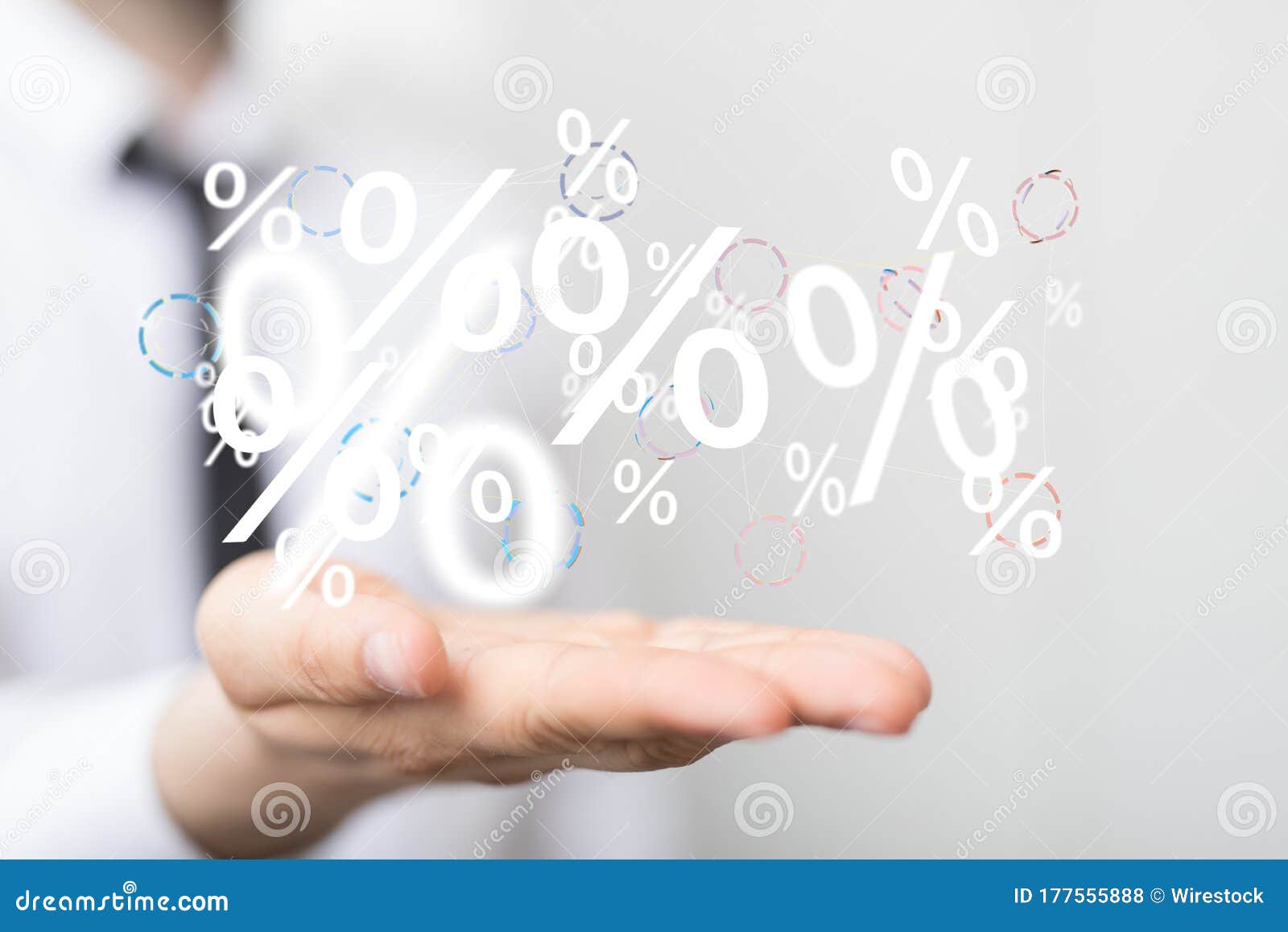 A Hand Touches Virtual Percent Icon Stock Photo - Image of formal ...