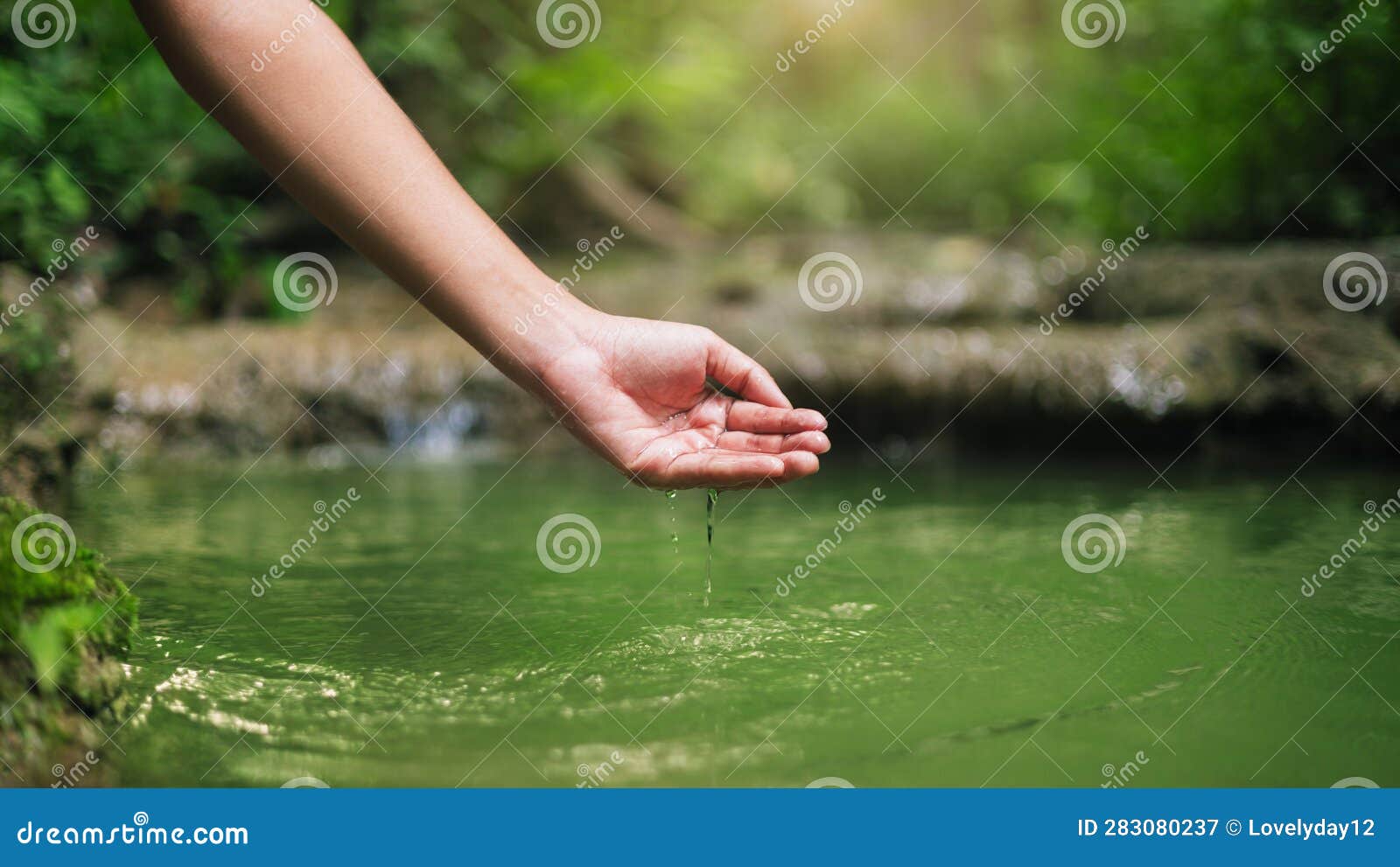 Hand Touches Water in the Pond Stock Image - Image of drop, healthy ...