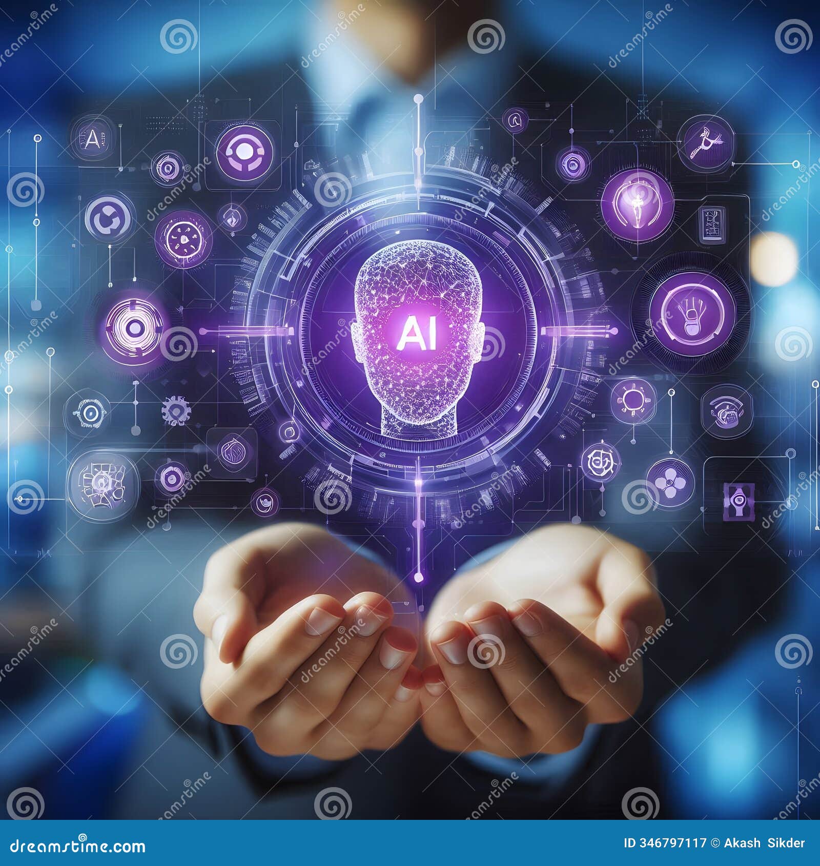 AI Text on Artificial Intelligence Digital Concept Stock Illustration ...