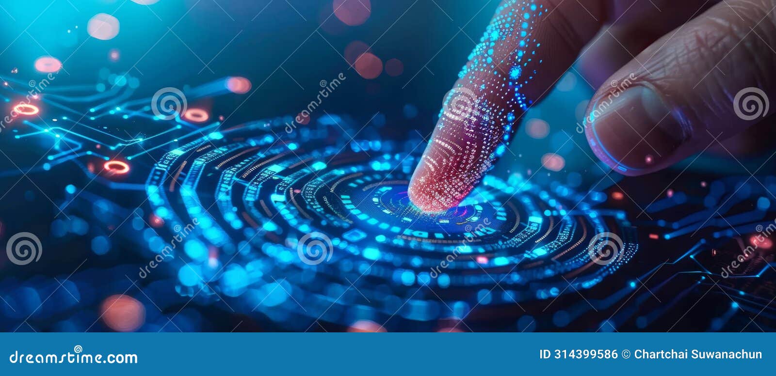 A Hand is Touching a Blue Screen with a Red Dot in the Middle by AI ...