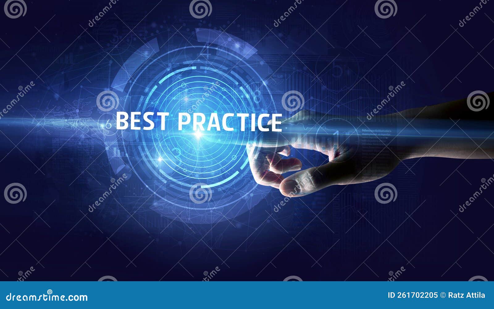 Hand Touching Business Concept Button Stock Illustration - Illustration ...