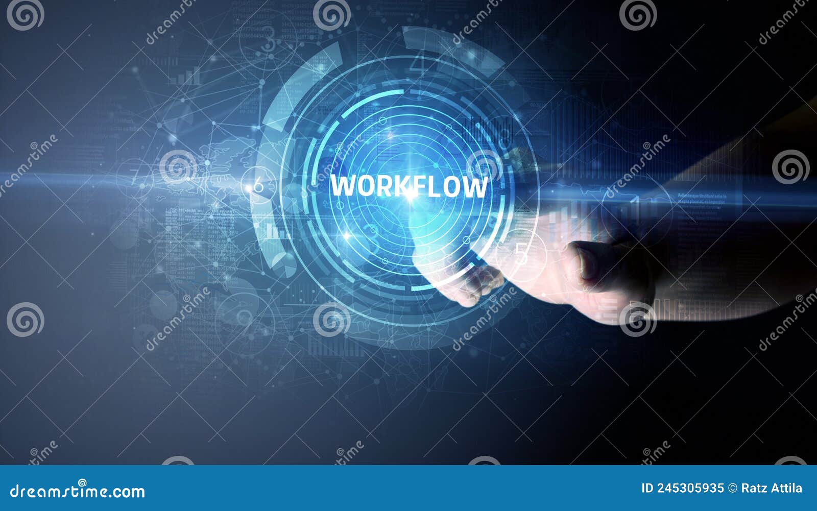 Hand Touching Business Concept Button Stock Image - Image of hologram ...