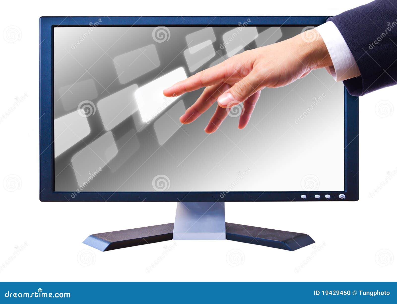 Hand touching button stock photo. Image of multimedia - 19429460