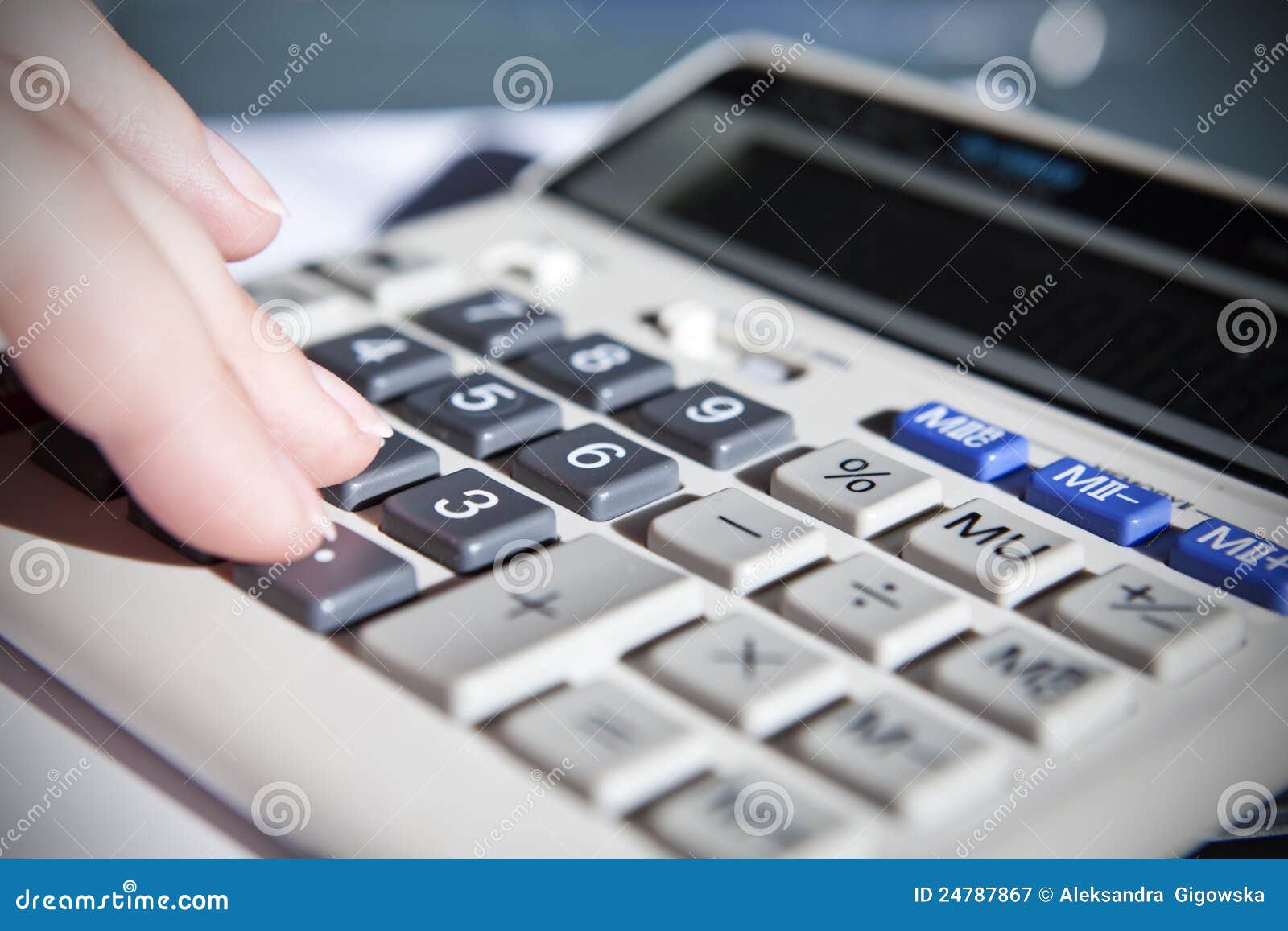 Hand Touching Calculator in Office Stock Image - Image of equipment ...