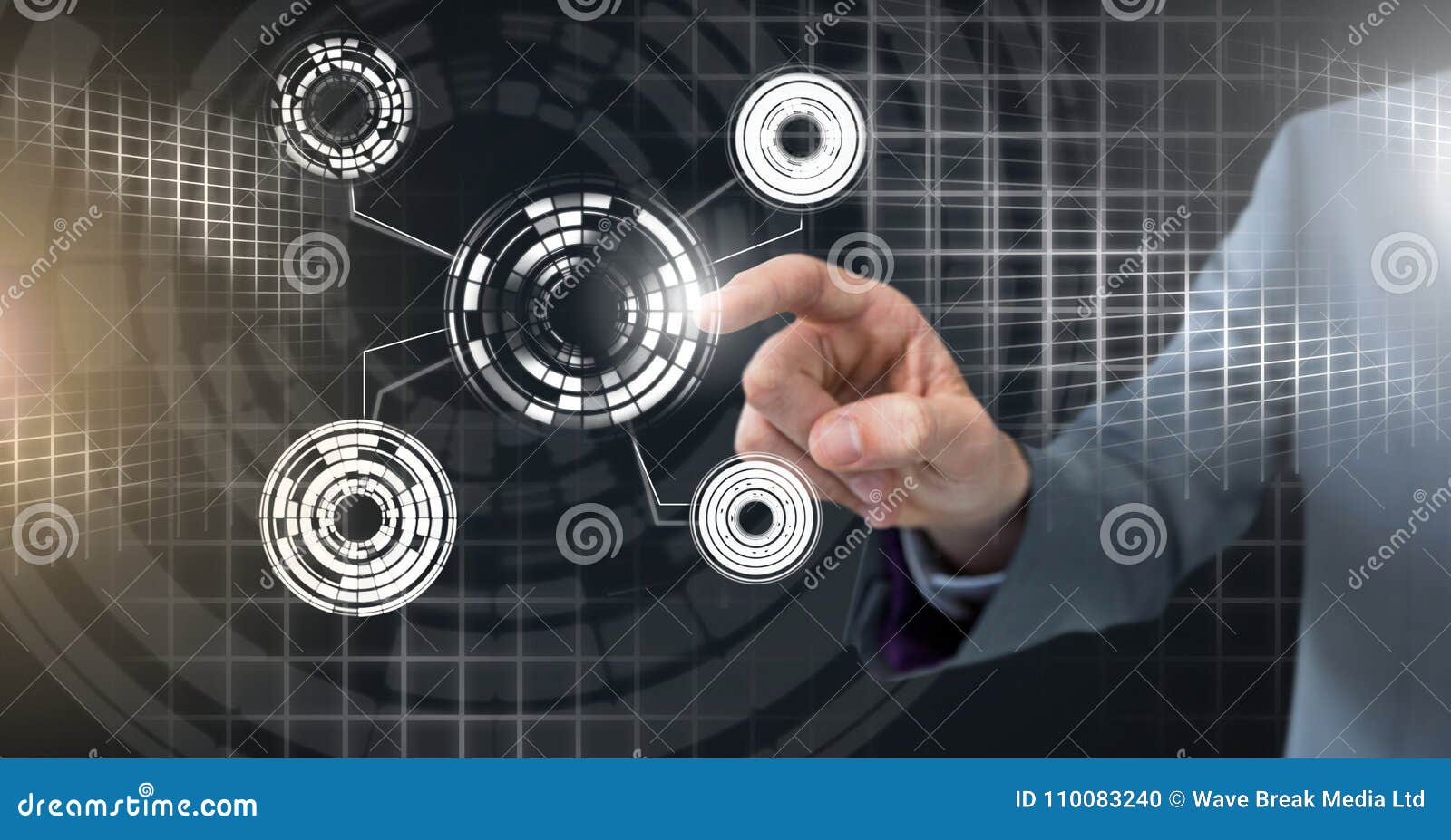 Hand Touching Circle Interface Stock Illustration - Illustration of ...