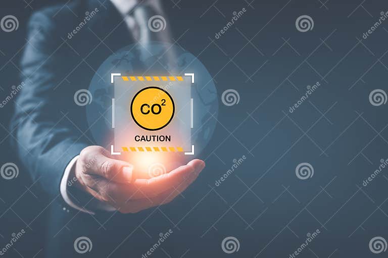 Hand Touching CO2 Reducing Icon in Concept of Decrease Carbon Dioxide ...