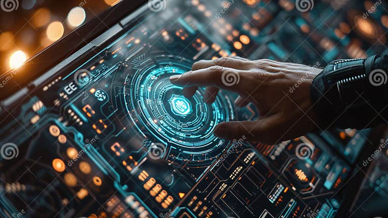 Hand Touching Computer Screen Stock Illustration - Illustration of ...