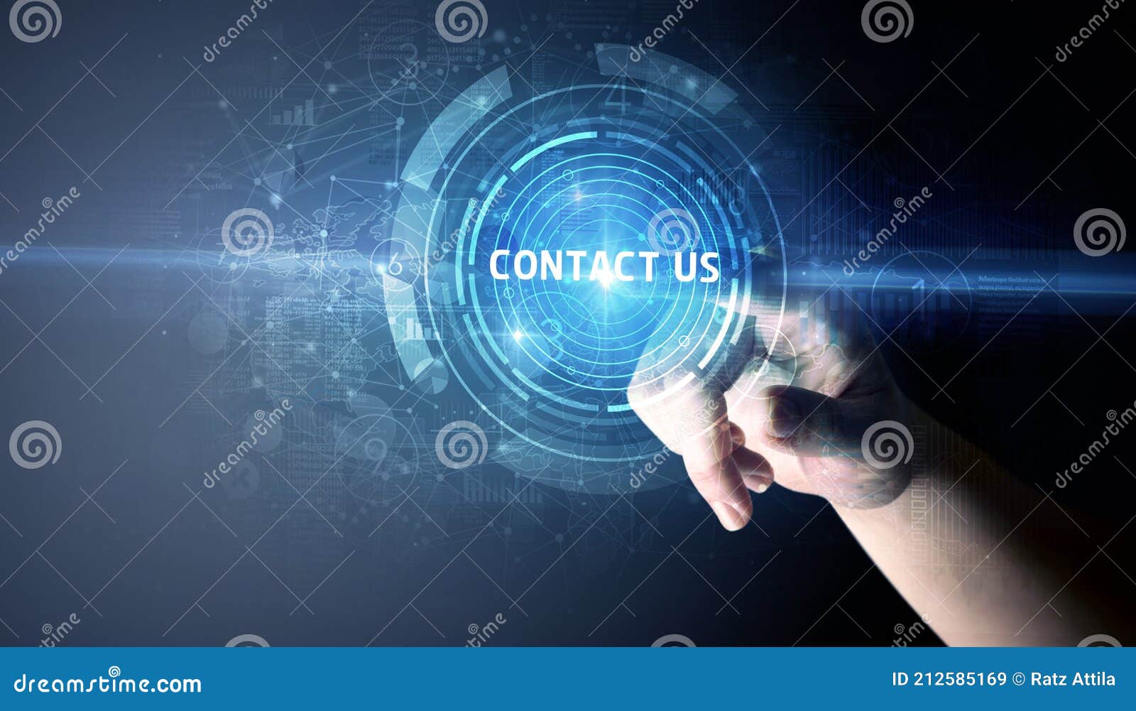 Hand Touching Business Concept Button Stock Image - Image of hologram ...