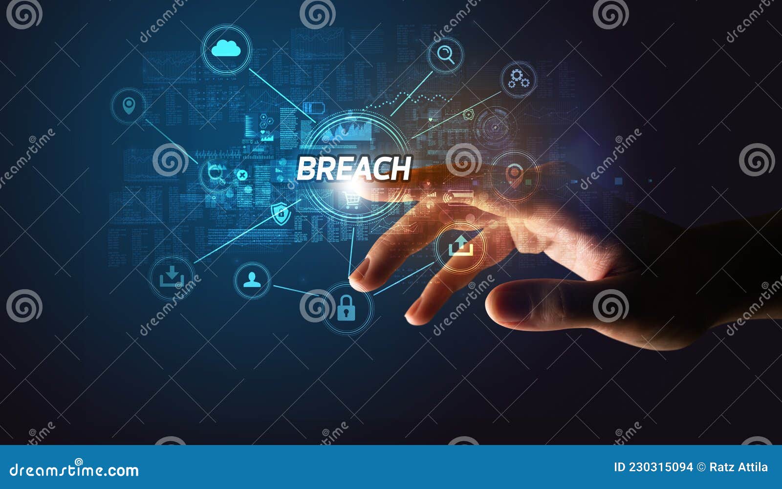 Hand Touching Cybersecurity Button Concept Stock Photo - Image of ...
