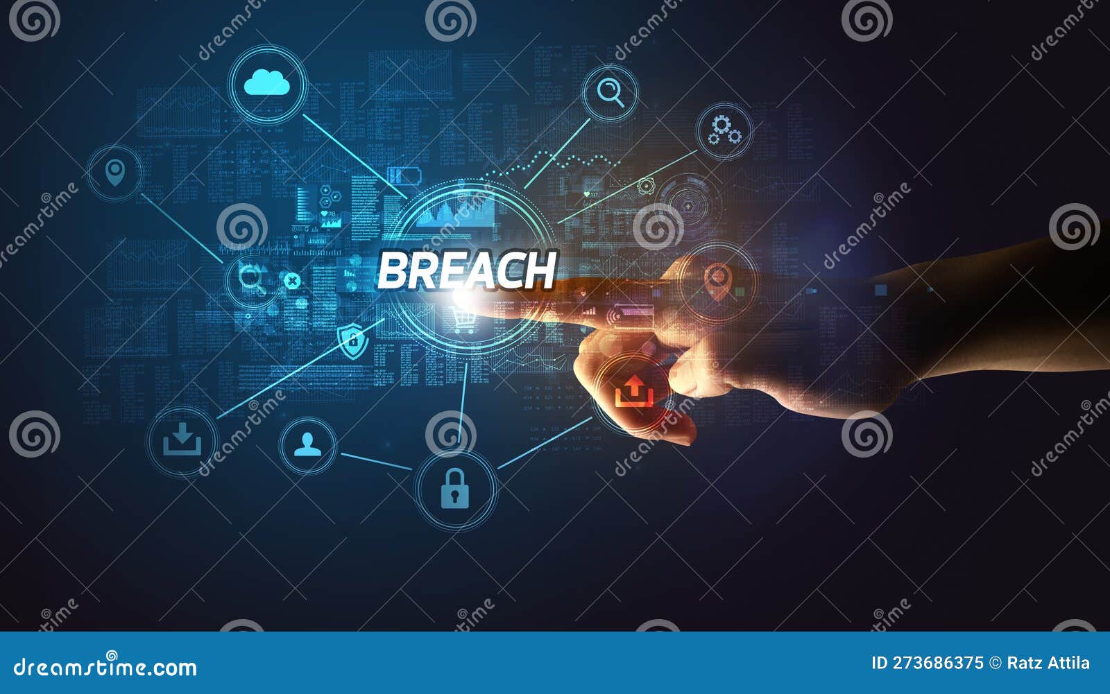 Hand Touching Cybersecurity Button Concept Stock Image - Image of ...