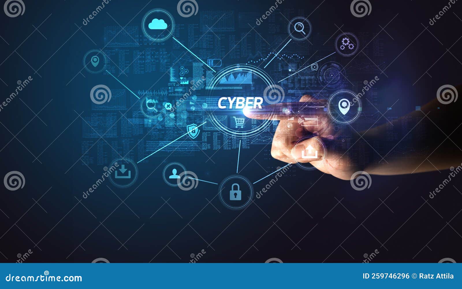 Hand Touching Cybersecurity Button Concept Stock Photo - Image of ...