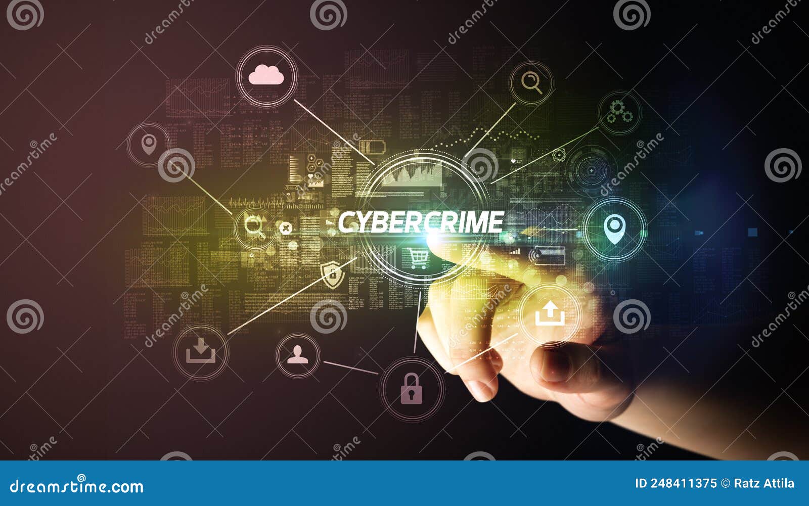 Hand Touching Cybersecurity Button Concept Stock Image - Image of ...